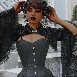 Tops | New Gothic Elegance Black Lace Bellsleeve Shrug Victorian High ...